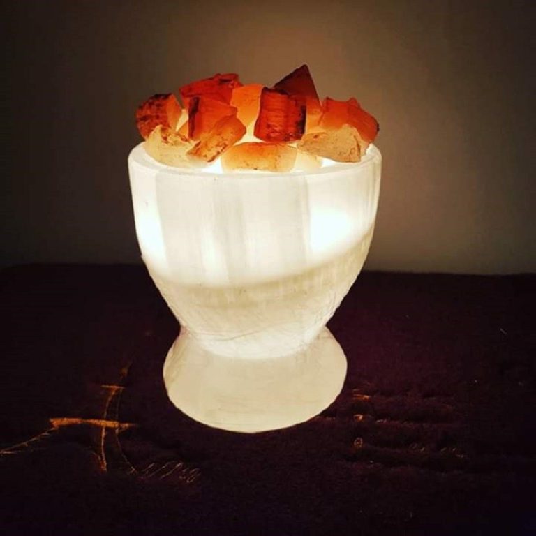 Moroccan Selenite Lamp - Selenite & Fossils
